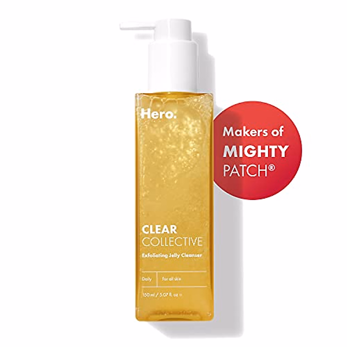 Clear Collective Exfoliating Jelly Cleanser from Hero Cosmetics - Gentle Daily Jelly-to-Foam Facial Cleanser, Eliminates Excess Oil and Removes Dead Skin, Fragrance and Paraben Free (5.07 fl oz)