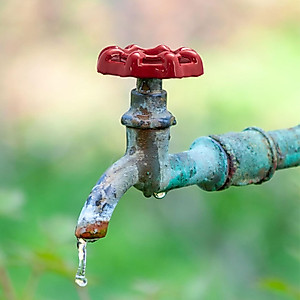 DC,CLISENCE 2PCS Metal Outdoor Faucet Handles, 6 x 6 mm Square Stem Hole Water Valve Handle, Rustproof Round Wheel Hose Bib Water Spigot Replacement Handle for Garden Home - Red