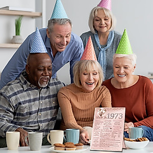 Vlipoeasn Pink 51st Birthday Anniversary Table Decoration 1973 Poster for Women, Rose Gold Back in 1973 Table Sign with Stand, 51 Year Old Birthday Party Centerpieces Gift Supplies