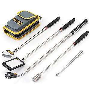 Telescoping Magnetic Pickup Tool Set-Extendable Magnet Flashlight with Inspection Mirror, Birthday Gifts for Men or Women,Boyfriend Him Husband, Dad Father, Handyman Mechanic,Truck Driver