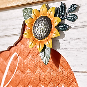 ZiMiu Happy Fall Y'all Sign Metal Sunflower Wooden Thanksgiving Décor Autumn Rustic Hanging Signs Farmhouse Rustic Wall Plaque Home Decor Harvest Door Signs for Front Door Garden Yard Porch 13"x11"