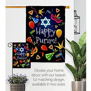 Ornament Collection Happy Purim Garden Flag Celebration House Decoration Banner Small Yard Gift Double-Sided, Made in USA