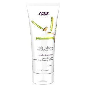 NOW Foods Solutions, Nutri-Shave, Shave Cream, Removes Pore Clogging Residue, Reduces Irritation, 8-Ounce