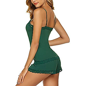 Avidlove Short Pajamas Set Sleepwear Lace Soft Tank Tops and Shorts Set for Women(Green,XXL)