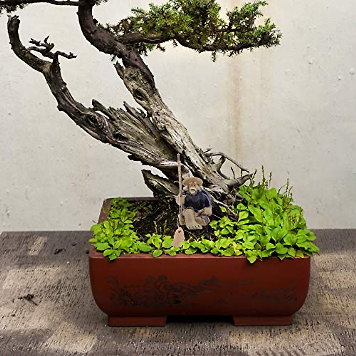 Yardwe 1pc Fisherman Ornament Pagoda Statue Small Human Garden Statue Figurine Fish Tank Fisherman Aew Action Figures Crafts for Boys Aquarium Adornments Ceramic Pagoda Elder Glass