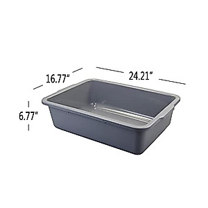 Qqbine 36 Quart Commercial Bus Tubs, Plastic Bus Box Dish Pan Basin, Gray, 4 Packs