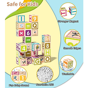 Magnetic Blocks Classroom Must Have Educational Magnet Number Letter Building Cubes Toys for Kids Preschool, Stem Numberblocks Learning Math Counting 123 and Reading Alphabet ABC for Toddlers