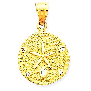 IceCarats 14K Yellow Gold Sand Dollar Sea Star Starfish Necklace Charm Pendant 25mm x 16mm Only
