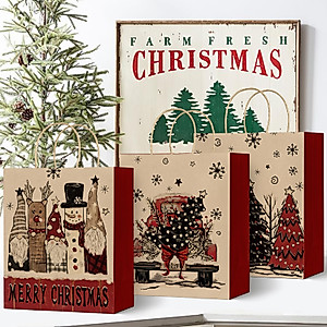 Horaldaily 24 Christmas Gift Paper Bags Bulk with handles Wrapping, Christmas Trees Santa Snowman Truck Deer Ball Ornaments Xmas Holiday Presents(24 Large)