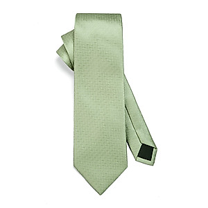 HISDERN Sage Green Ties for Men Wedding Light Green Tie and Pocket Square Set Mens Mint Green Silk Neckties Handkerchief Formal Business Necktie