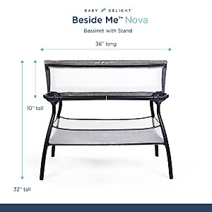 Baby Delight Beside Me Nova | Bedside Bassinet | Removable and Portable Bed | for Infants 0 – 5 Months | Charcoal Tweed