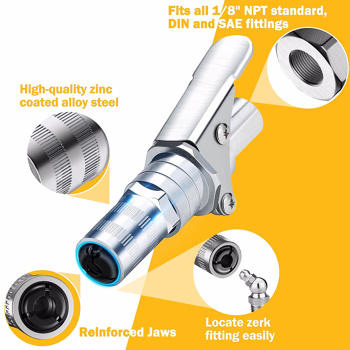 CAREVER Stocking Stuffers Birthday Gifts for Men Women - Grease Gun Coupler Zerk Fittings and Electric Lighter for Candle USB Rechargeable