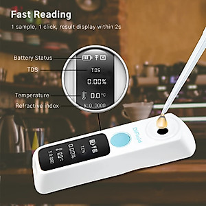 Writiany Digital Coffee TDS Concentration Refractometer, Coffee TDS Concentration Refractometer Digital Brix Refractometer Accuracy ±0.03% TDS Compact