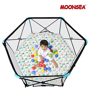 Hexagon Playpen Mat, Dinosaur Print Baby Playmat Kids Tent Mat Hexagon Rug Mat Suitable for Regalo My Play Portable Play Yard Six Pannel Playpen