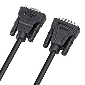 DTech DB9 RS232 Serial Cable Male to Female Null Modem Cord Full Handshaking 7 Wire Crossover for Data Communication (15 Feet, Black)