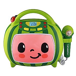 eKids Cocomelon Karaoke Machine with Built-in Cocomelon Songs and Microphone for Kids