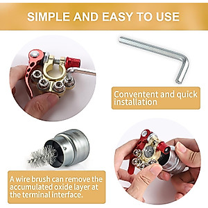 SINGARO Car Battery Terminal Connector, 4 Way Positive and Negative Pole Quick Release Terminal Clip, Applicable to SAE/JIS A Type Terminal Post, Compatible with Cars, Trucks and More（Gold-B）