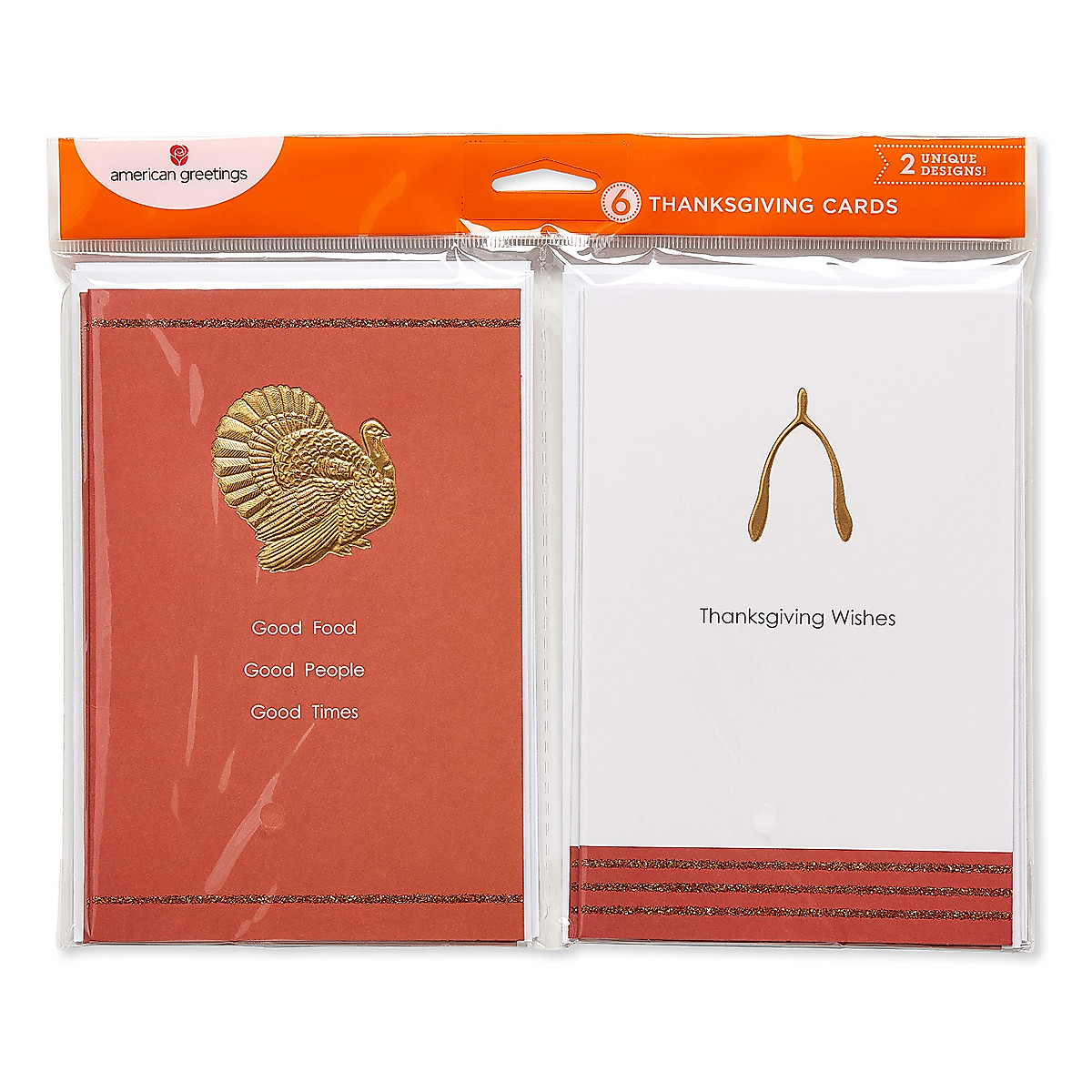 American Greetings Thanksgiving Cards, Thankful and Brings Happiness (6-Count)