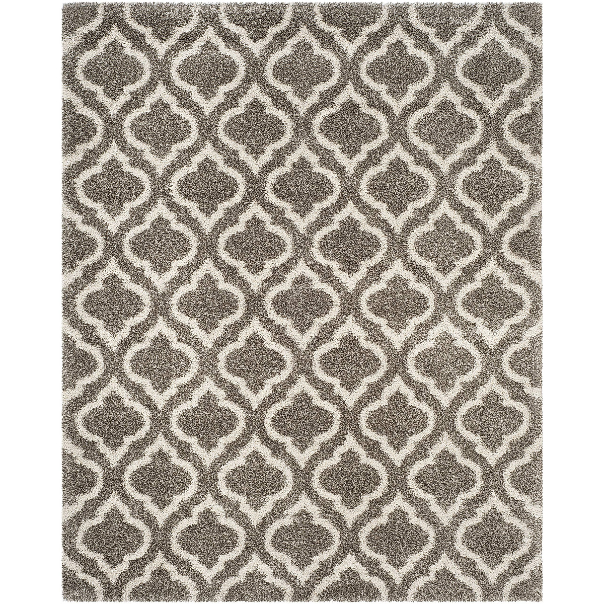 SAFAVIEH Hudson Shag Collection Area Rug - 8' x 10', Grey & Ivory, Moroccan Design, Non-Shedding & Easy Care, 2-inch Thick Ideal for High Traffic Areas in Living Room, Bedroom (SGH284B)