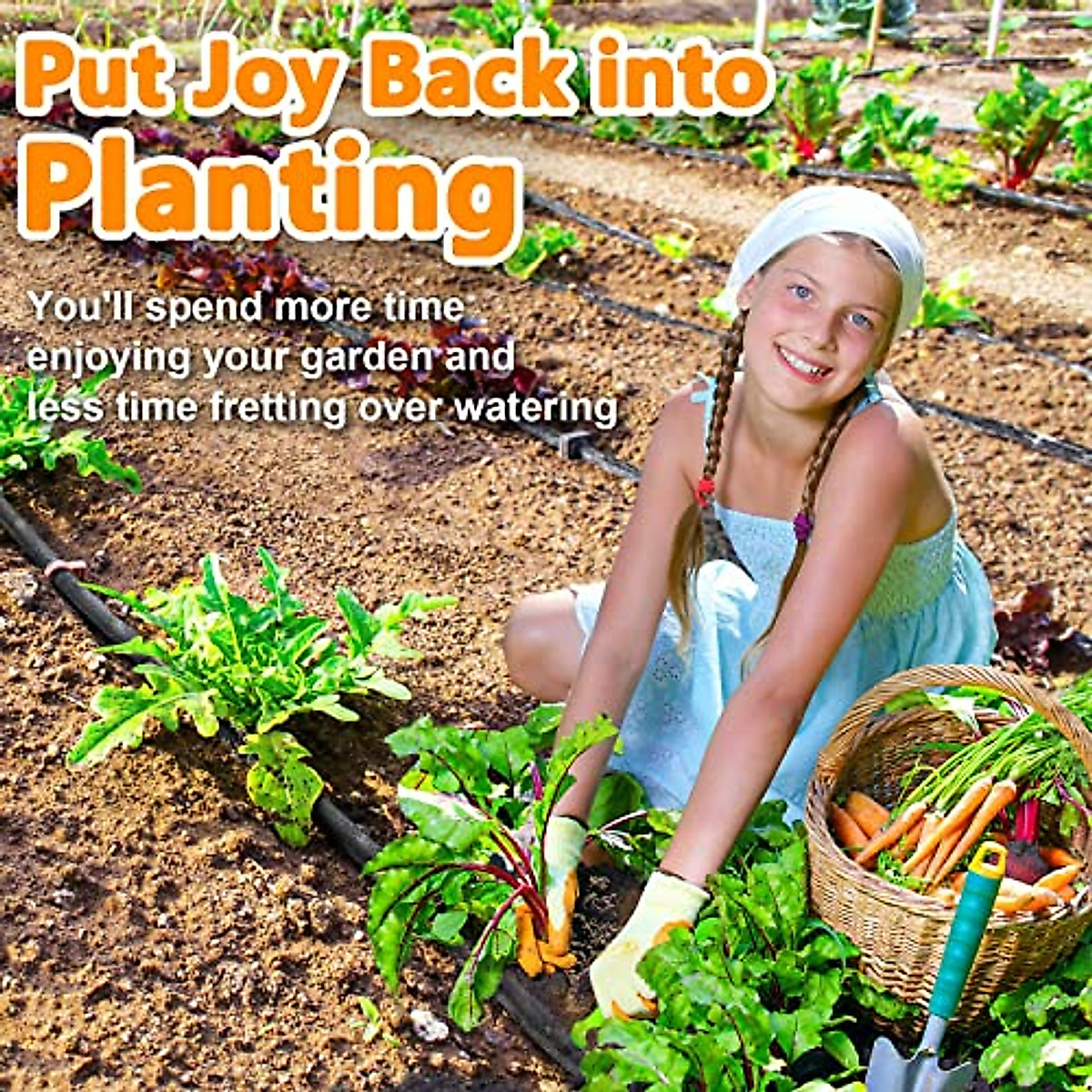 LAVEVE Soaker Hoses for Garden 15 FT, Heavy Duty Drip Irrigation Hose Save 80% Water, Leakproof Double Layer Sprinkler Hose 15 Foot Black Water Hose for Watering System Garden Beds Vegetable