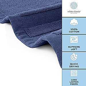 White Classic Luxury Hand Towels | 6 Pack Luxury Bath 2 Pack Bundle (Navy Blue)