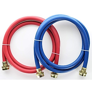 2 Pack Rubber Washing Machine Hoses (4 Foot) Color Coded by Kelaro