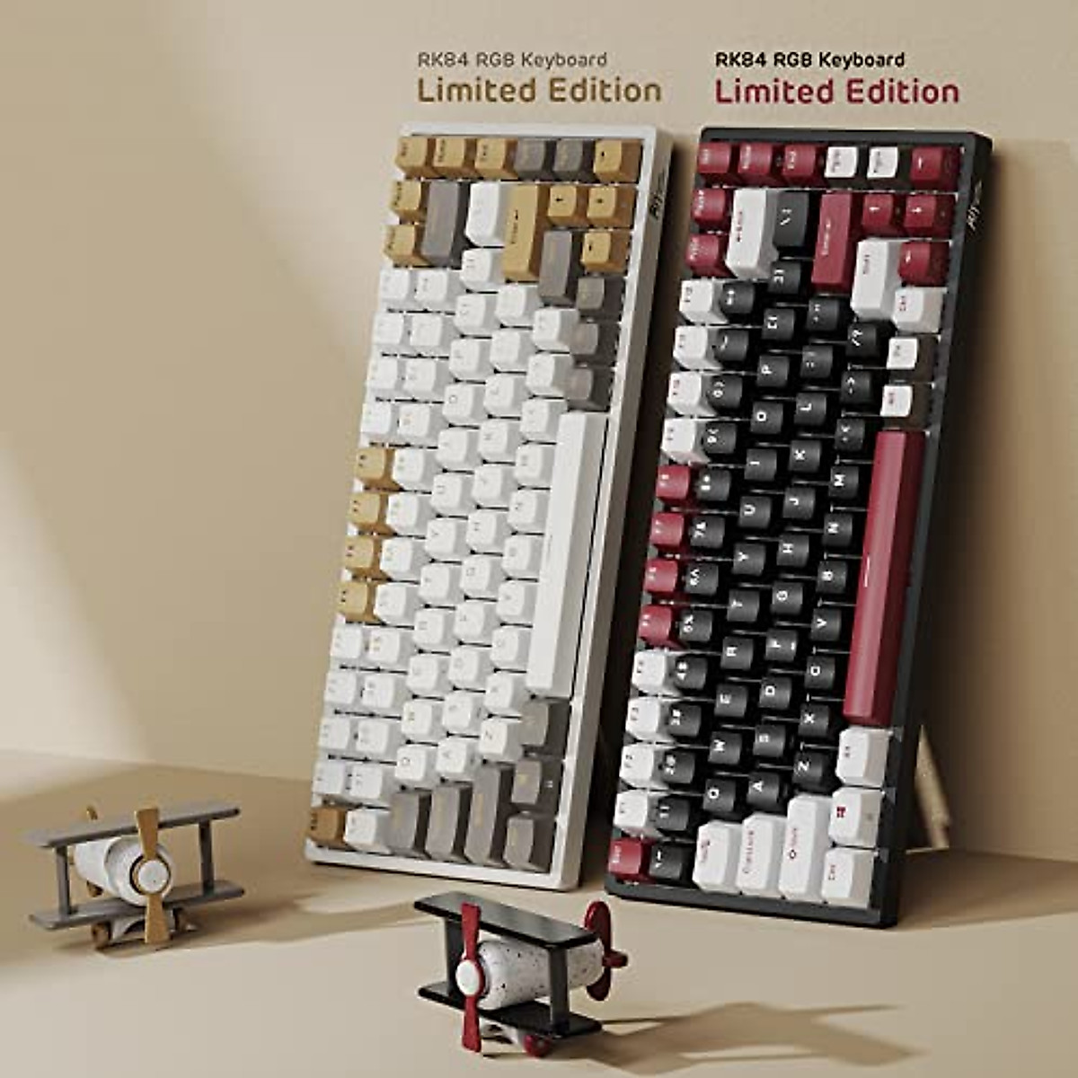 RK ROYAL KLUDGE RK84 RGB Limited Ed, 75% Triple Mode BT5.0/2.4G/USB-C Hot Swappable Mechanical Keyboard, 84 Keys Wireless Gaming Keyboard, RK Yellow Switch, Americano Black