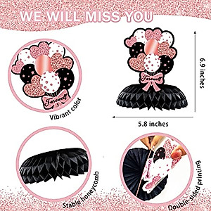 Going Away Party Decorations 9 Pcs, Rose Gold We Will Miss You Honeycomb Table Centerpiece Glitter Farewell Party Decorations for Retirement Anniversary Graduation Party Supplies