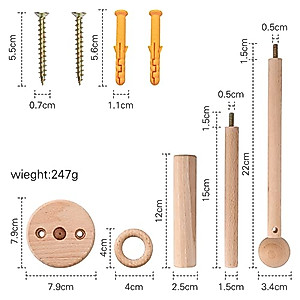 Wooden Mobile Arm Baby Mobile Hanger Screw Reinforced 21.6 Inch Crib Mobile Holder Wooden Mount Wall Bracket Baby Girl Nursery Decor (Without The Mobile)