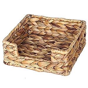 Hiwafifi Water Hyacinth Napkin Holder, 7" Woven Servilletero For Table, Farmhouse Wicker Napkin Baskets For Cocktail Paper Napkins, Rattan Guest Towel Napkin Tray For Kitchen Bathroom Decor, Square
