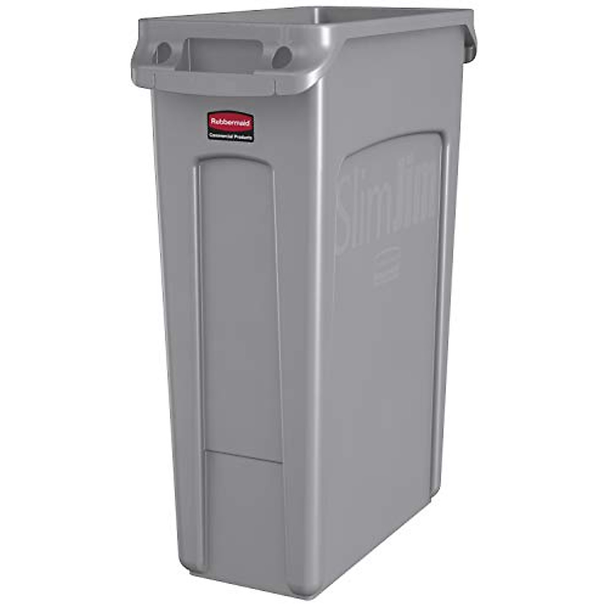 Rubbermaid Commercial Products Slim Jim Plastic Rectangular Trash/Garbage Can with Venting Channels, 23 Gallon, Gray (FG354060GRAY) & Swing Lid, Black (FFG267360BLA), 5" x 20.5" x 11.7"