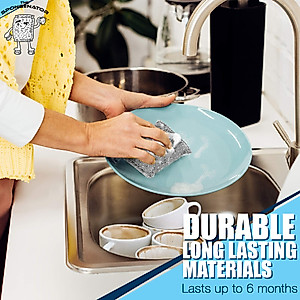 SPONGENATOR Kitchen Scrubbing Sponges - Heavy Duty Non-Scratch Scrubbing Cleaner Sponges in 1 Color - Multi-Surface Non-Metal Dish Scouring Scrubbers for Fast Cleaning. (12 Pack)