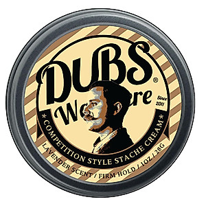 Dubs Was Here "Firm Stache Cream, 1ounce screw top Tin - Competition style Moustache Wax Original Lavender scent