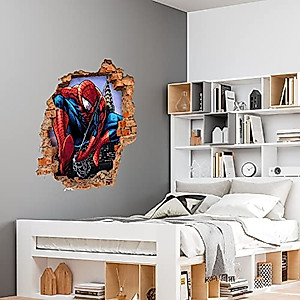 Kids Cartoon Wall Decal Peel and Stick Removable Cute Super Hero Stickers for Spiderman Room Wall Decor Decals Kids Themed Room Stickers