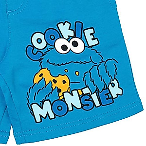 Sesame Street Elmo Cookie Monster Toddler Boys French Terry 2 Pack Shorts Blue/Red 5T