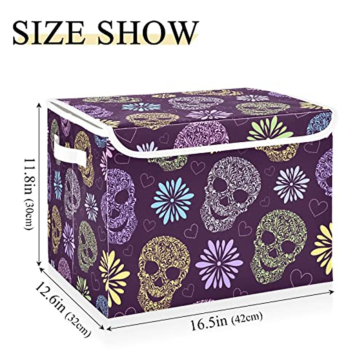 innewgogo Skulls Storage Bins with Lids for Organizing Cube Cubby with Handles Oxford Cloth Storage Cube Box for Toys