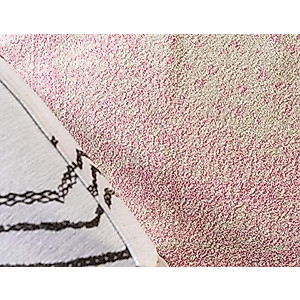 Rugs.com Dover Collection Rug – 3 Ft Round Pink Low-Pile Rug Perfect for Kitchens, Dining Rooms