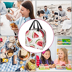 Canesert Lunch Bag with Pocket for Teen Slices Watermelon Insulated Lunch Box Cooler Thermal Waterproof Reusable Tote Bag for Women Travel Work Hiking Picnic