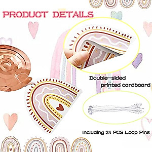 48Pcs Boho Rainbow Party Decorations, Hanging Swirl Rainbow Party Decorations, Boho Baby Shower Decorations for Classroom Home Wedding Office, Hanging Swirls Ceiling Streamers for Party Supplies