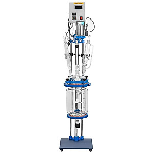 VEVOR Jacketed Reactor 5L Laboratory Glass Reactor, Jacketed Glass Reactor, Chemical Reaction Vessel, Lab Jacketed Reactor, Reaction Vessel Chemistry, with Digital Display, for Reaction Distillation