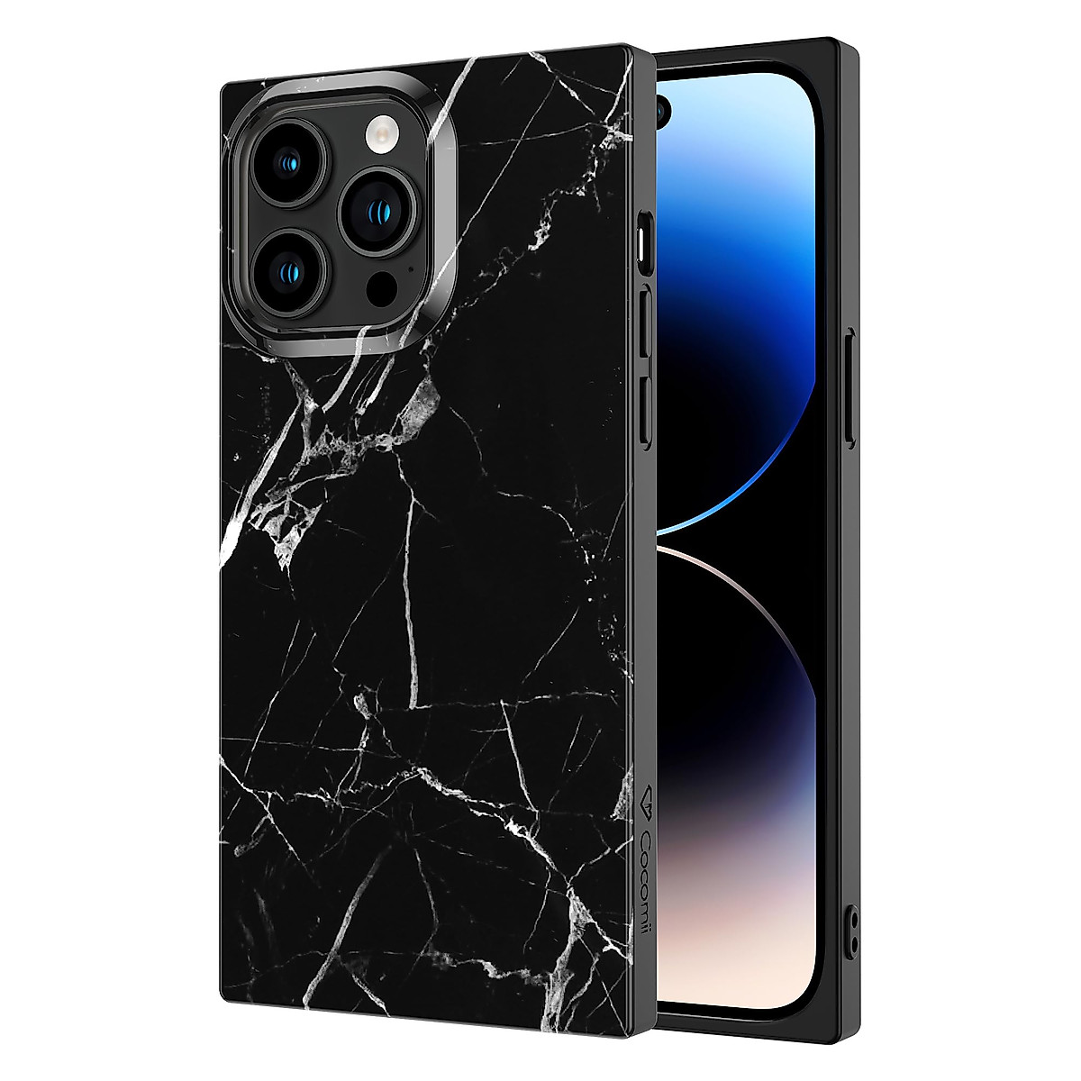 Cocomii Square Case Compatible with iPhone 11 Pro Max - Luxury, Slim, Glossy, Natural Patterns, Timeless Marble, Easy to Hold, Anti-Scratch, Shockproof (Black)