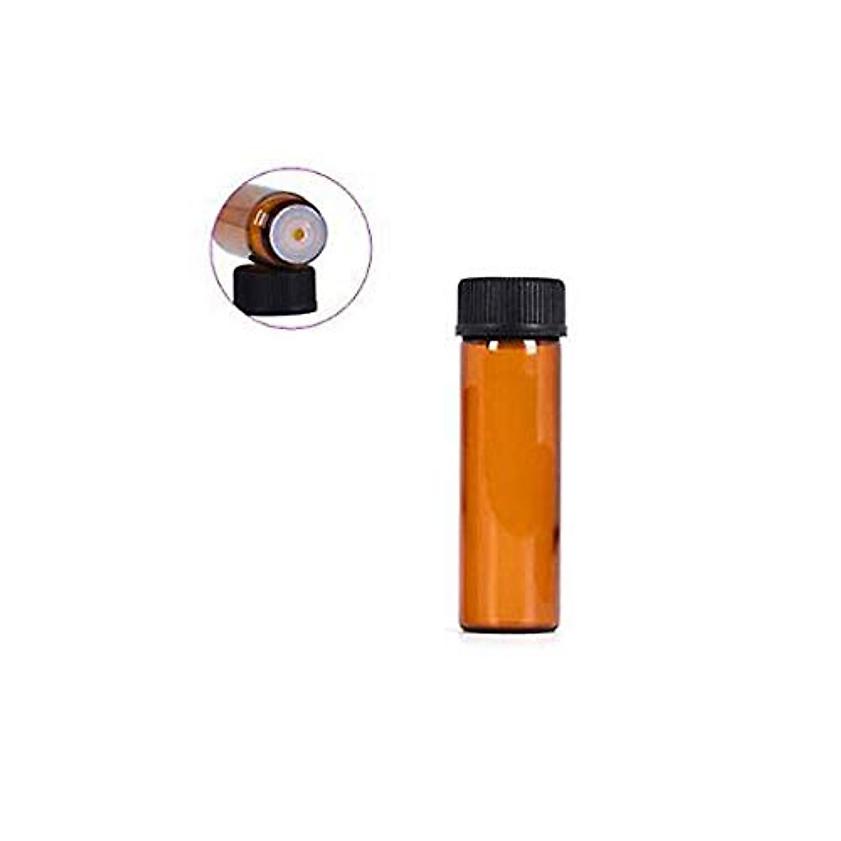 24PCS Empty Mini Amber Glass Essential Oil Bottles with Black Screw Cap and Orifice Reducer Sample Trial Packing Perfumes Lab Chemicals Cosmetic Containers Makeup Vials Travel Set(5ML/0.17OZ)