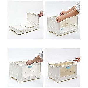 Radefasun Foldable Storage Bins with Lid and Clear Door and Weels Plastic Collapsible Storage Box Portable Stackable Grocery Toys Books Container Folding Storage Crate for Home or Car Trunk