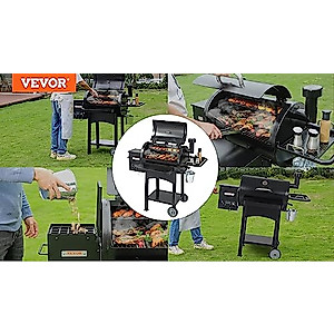 VEVOR Smoker Pellet Grill,Portable Wood Pellet Grill with Cart for Outdoor Cooking, Barbecue Camping,Picnic,Patio and Backyard,580 sq,Black