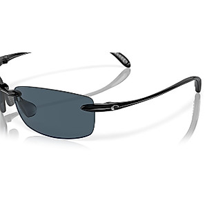 Costa Del Mar Unisex Sunglasses Shiny Black Frame, Gray Lenses, 60MM