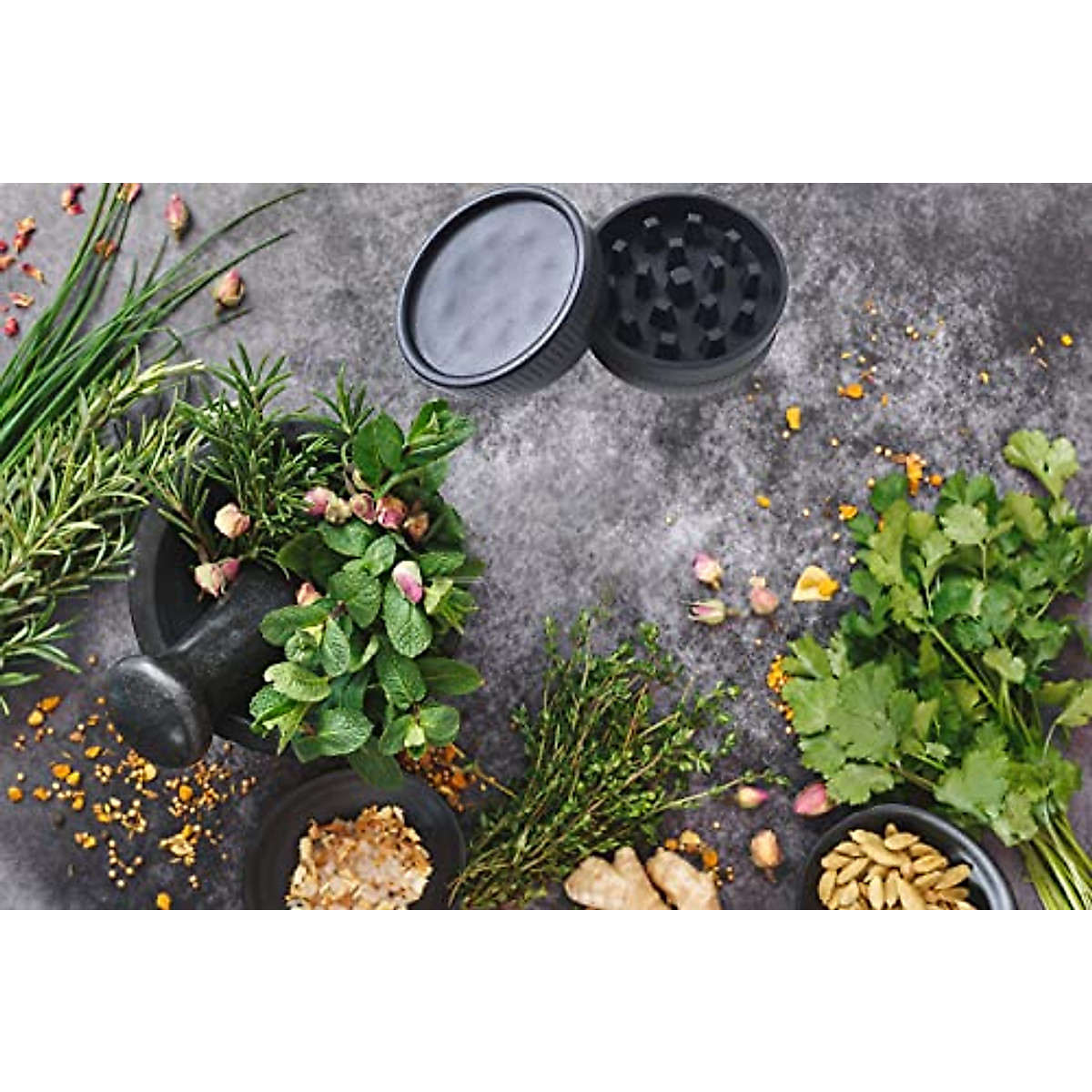 2PCS Spice Grinder 2.2Inch Portable Lightweight Biodegradable Materials Small Grinder for Coffee, Beans, Spices, Nuts, Grains (Black & White)