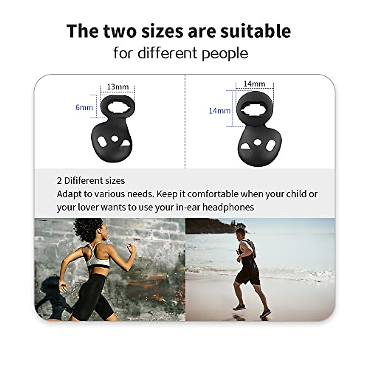 [8 Pairs] for Galaxy Buds Live Ear Tips, Anti-Slip Silicone Ear Tips Cover Compatible with Samsung Galaxy Buds Live Earbuds Cover Accessories Earbuds Wing Tips Replacement (Black) (2 Sizes - S/L)