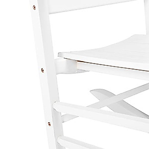 Outvita Outdoor Rocking Chair, Solid Wood High Back Rocker, All Weather Lounge Chair for Porch Patio Fire Pit Garden Backyard Deck Indoor, Wave Shape, White