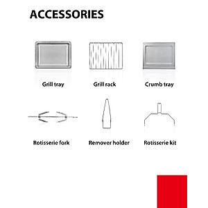 TOSHIBA Hot Air Convection Toaster Oven, Extra Large 34QT/32L, 9-in-1 Cooking Functions, Crispy Grill, Dehydrate, Rotisserie, 6 Accessories Included, 1650W, Black Stainless Steel