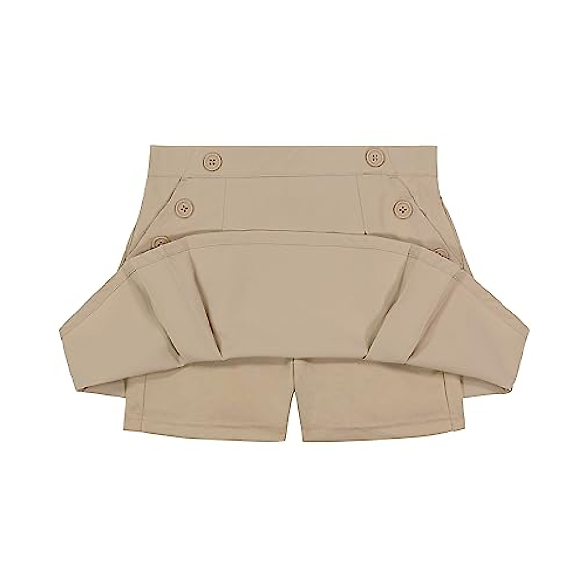 Nautica Girls' Big School Uniform Pull-on Scooter Skirt with Undershorts, Poplin Style with Button Pockets, Khaki, 8